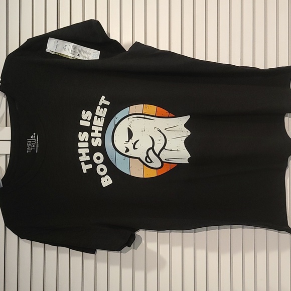Time and Tru | Tops | Halloween Black Graphic T Shirt This Is Boo Sheet ...